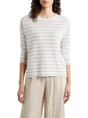 EILEEN FISHER Organic Linen And Cotton Crewneck Relaxed Sweater