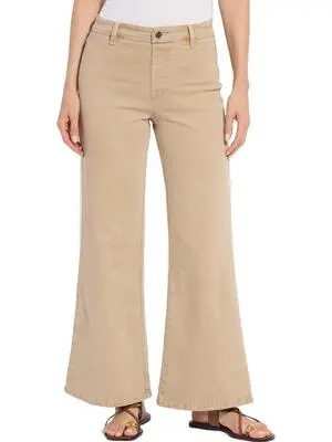 Lyssé Iris Flat Front Wide Leg Jeans - Asutex Desert Khaki