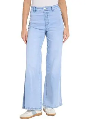 Lyssé Iris Flat Front Wide Leg Jeans - Bleached Blue