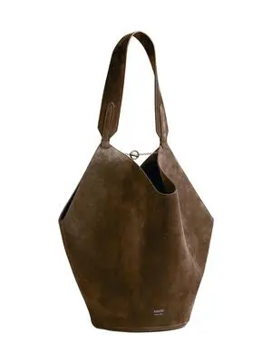 Khaite Small Lotus Suede Tote Cedar
