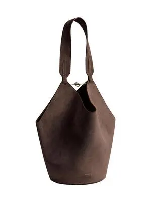 Khaite Small Lotus Suede Tote Cedar