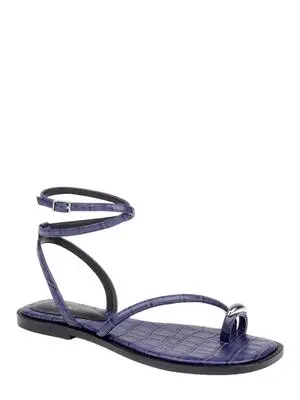 L'Agence Mariana Ankle Strap Sandal - Midnight Croco Embossed