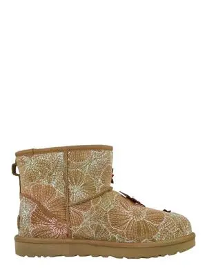 UGG Mini Meadow Floral Appliqué Ankle Boots - Brown