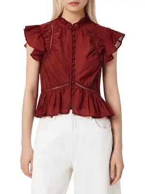 ALLSAINTS Lima Ruffle Top - Paprika Red