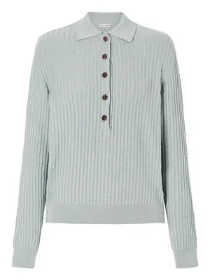 BLAZÉ MILANO Alegria Cable-knit Polo Sweater - Blue