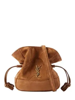 Saint Laurent Jamie Mini Embellished Suede Shoulder Bag - Brown