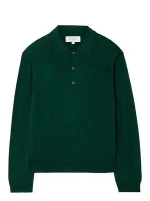 LA LIGNE Ben Oversized Silk, Wool, And Cashmere-blend Polo Sweater - Green