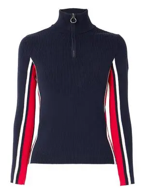 Fusalp Deltanao Striped Ribbed-knit Half-zip Sweater - Blue