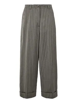 Dries Van Noten Striped Ribbed Wide-leg Pants - Gray