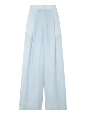 Dries Van Noten Striped Satin-crepe Wide-leg Pants - Blue
