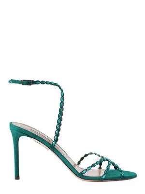 AQUAZZURA Love Struck 85 Crystal-embellished Suede Sandals - Green