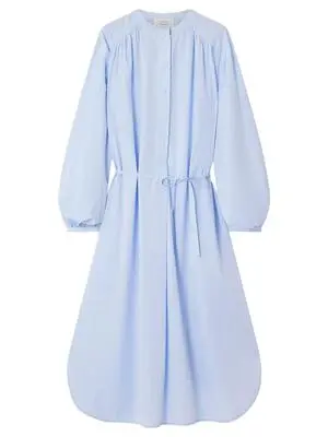 LOULOU DE SAISON Loulou De Saison Vitti Oversized Belted Cotton-poplin Midi Dress