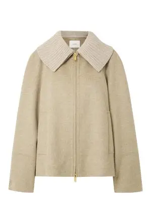 JOSEPH Ribbed-knit Trimmed Wool And Cashmere-blend Jacket - Neutrals