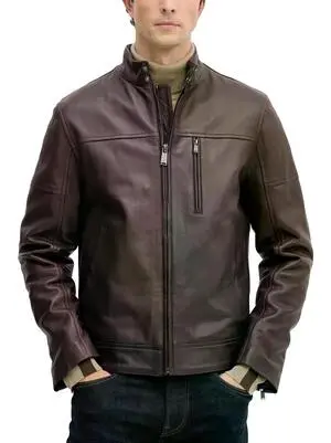 TRUSSARDI Padded Biker Jacket - Brown