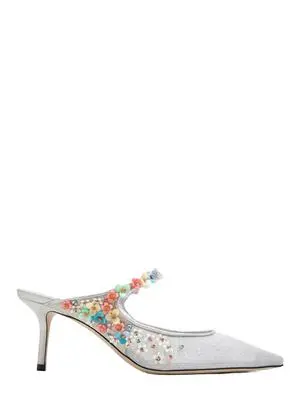 JIMMY CHOO Floral Appliqué Mules - White
