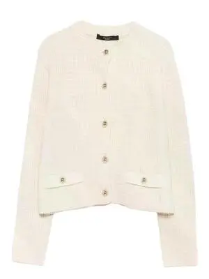 Max Mara Buttoned Cardigan With Front Pockets - Neutrals