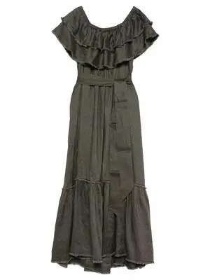 P.a.r.o.s.h Belted Maxi Dress - Grey