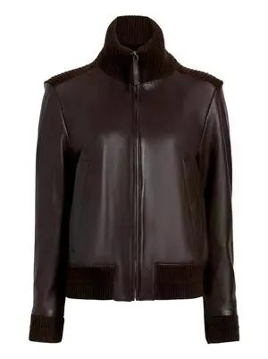 Proenza Schouler White Label Elenora Panelled Leather Jacket Brown
