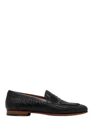Magnanni Woven Penny Loafers - Black