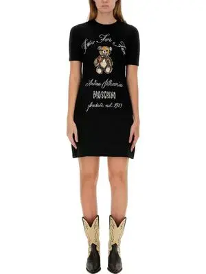 Moschino Teddy-graphic Mini Dress - Black