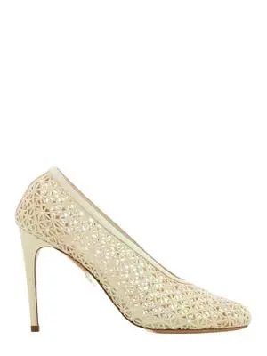 FERRAGAMO 90mm Macramé Pumps - White