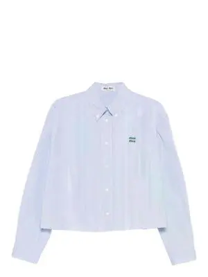 Miu Miu Striped Logo-embroidered Shirt - Blue