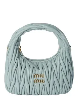 Miu Miu Wander Matelassé Nappa Leather Hobo Bag - Blue