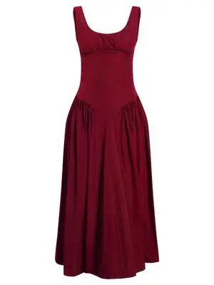 Proenza Schouler White Label Kendall Gathered Dress Red
