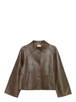 P.a.r.o.s.h Buttoned Leather Jacket - Brown