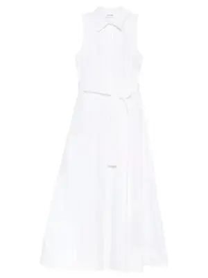 P.a.r.o.s.h Canyox Belted Maxi Shirt Dress - White