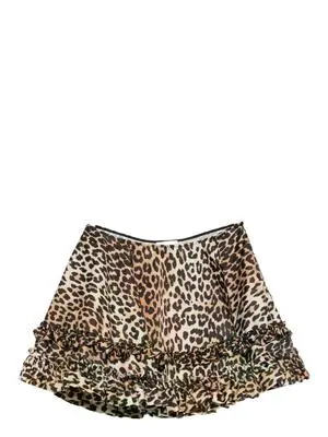 GANNI Leopard-print Mini Skirt With Ruffle Detail - Brown