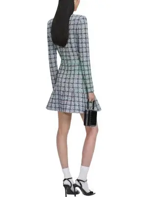 SELF-PORTRAIT Checked Mini Dress - Blue