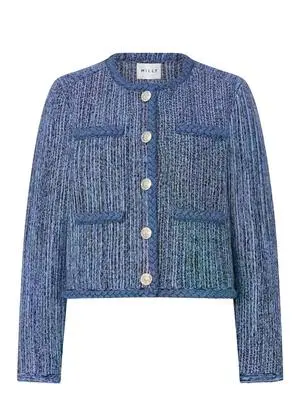 MILLY Shayne Pinstripe Cardigan - Blue