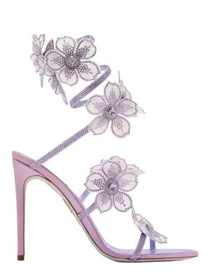 Rene Caovilla Floral-embellished Stiletto Sandals - Purple