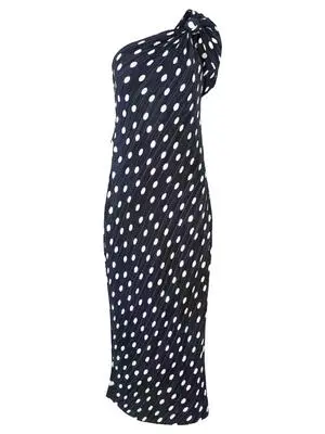 Cult Gaia Terre One-shoulder Dotted Midi Dress - Blue