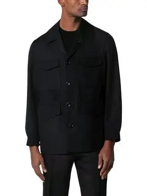 LARDINI Flap-pocket Shirt Jacket - Black