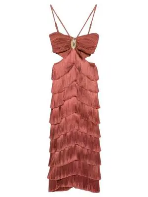 PatBO X Camila Coelho Amethyst Fringed Midi Dress - Brown