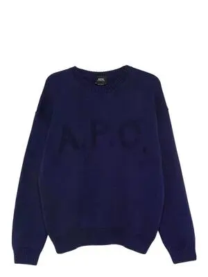 A.p.c. Logo-detail Crew-neck Sweater - Blue