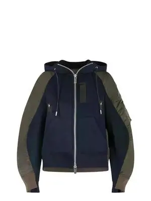 Sacai Sponge Zip-up Hoodie - Blue