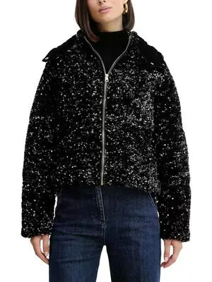 FRACOMINA Sequin-embellished Zip-up Jacket - Black