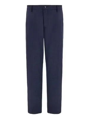 Canali Denim Tapered Chinos In Comfort Wool - Blue