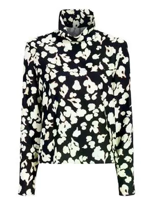 Proenza Schouler White Label Ansel Floral-Print Blouse Black