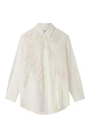 LEE MATHEWS Floral Appliqué Shirt - White