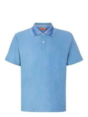 Missoni Patterned Collar Polo Shirt - Blue