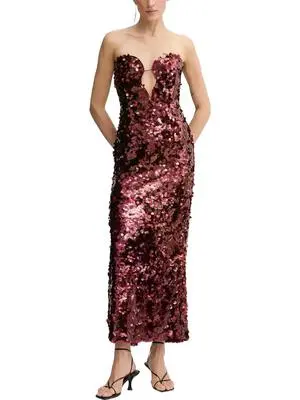 Bardot Braya Sequin-embellished Midi Dress - Red