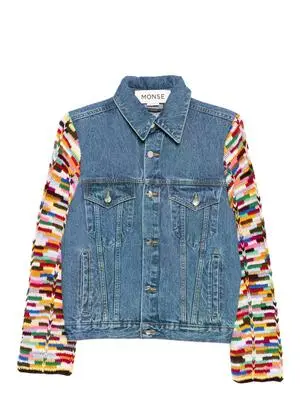 Monse Crochet Sleeves Denim Jacket - Blue