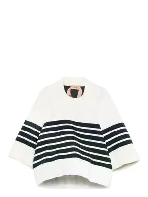 N°21 Striped Pattern Sweater - White