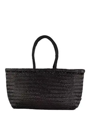 Dragon Diffusion Triple Jump Woven Leather Tote Bag Black