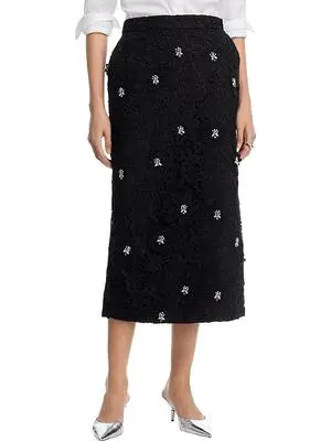 Essentiel Antwerp Embellished Lace Pencil Skirt - Black