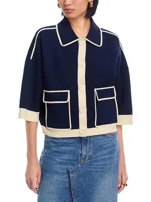 Essentiel Antwerp Contrast Trim Cardigan - Classic Navy